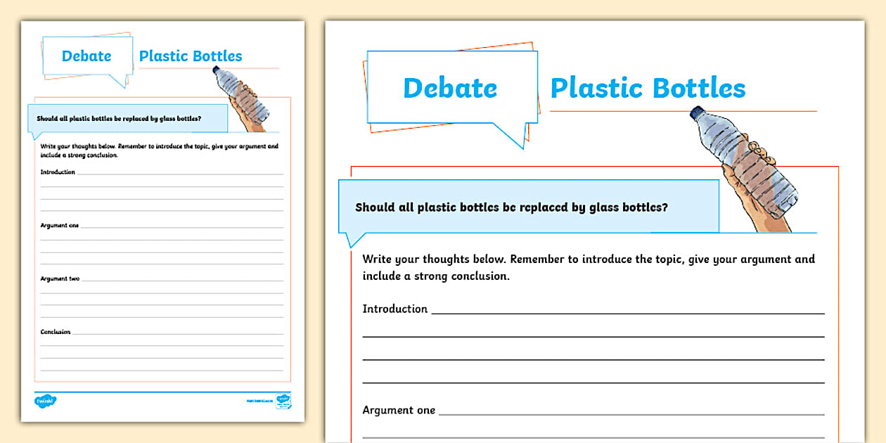 Plastic Bottles Debate Writing Frame (teacher made) - Twinkl