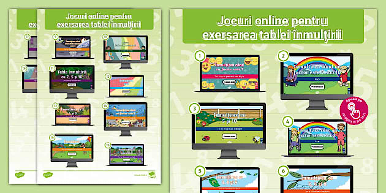 FREE! - Catalog interactiv cu jocuri online cu tabla înmulțirii