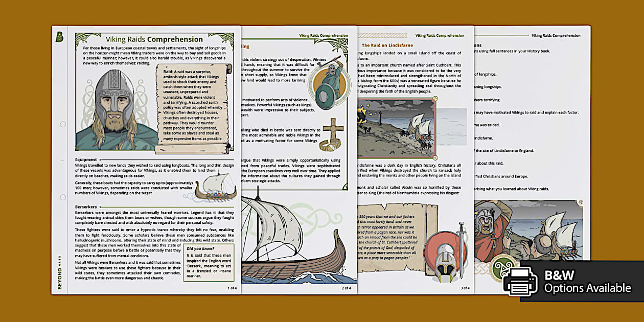 Viking Raids Comprehension (teacher made) - Twinkl