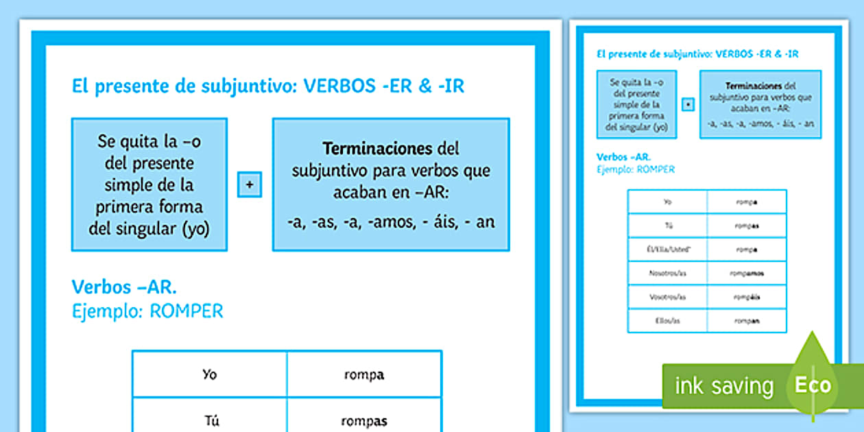 Subjunctive Present of ER IR Verbs Display Poster Spanish