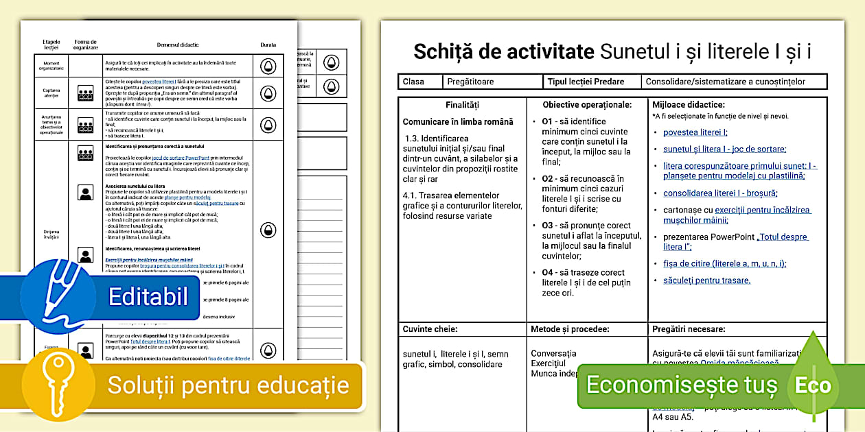 Consolidare sunetul i și literele i, I – Schiță de lecție