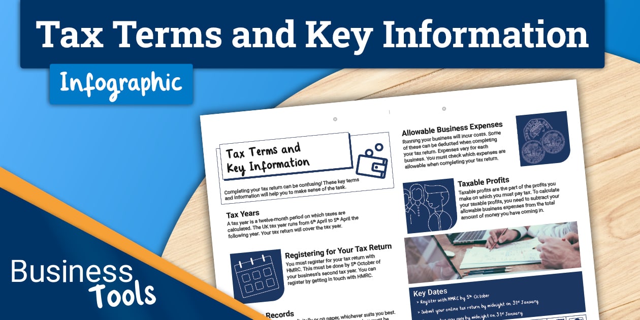 Tax Terms and Key Information Infographic | Twinkl