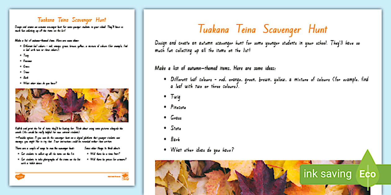 Tuakana Teina Autumn Scavenger Hunt - Twinkl NZ - Twinkl