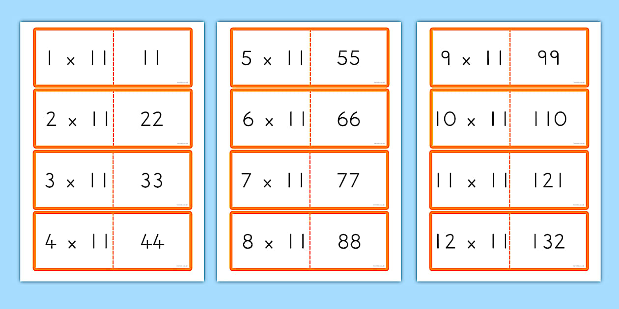 11 Times Table Cards (teacher made) - Twinkl