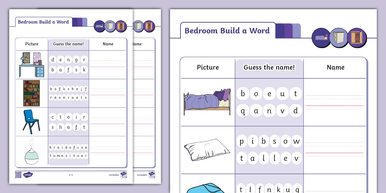 07 Teacher I Am Done | Bedroom Word Build a Word Activity