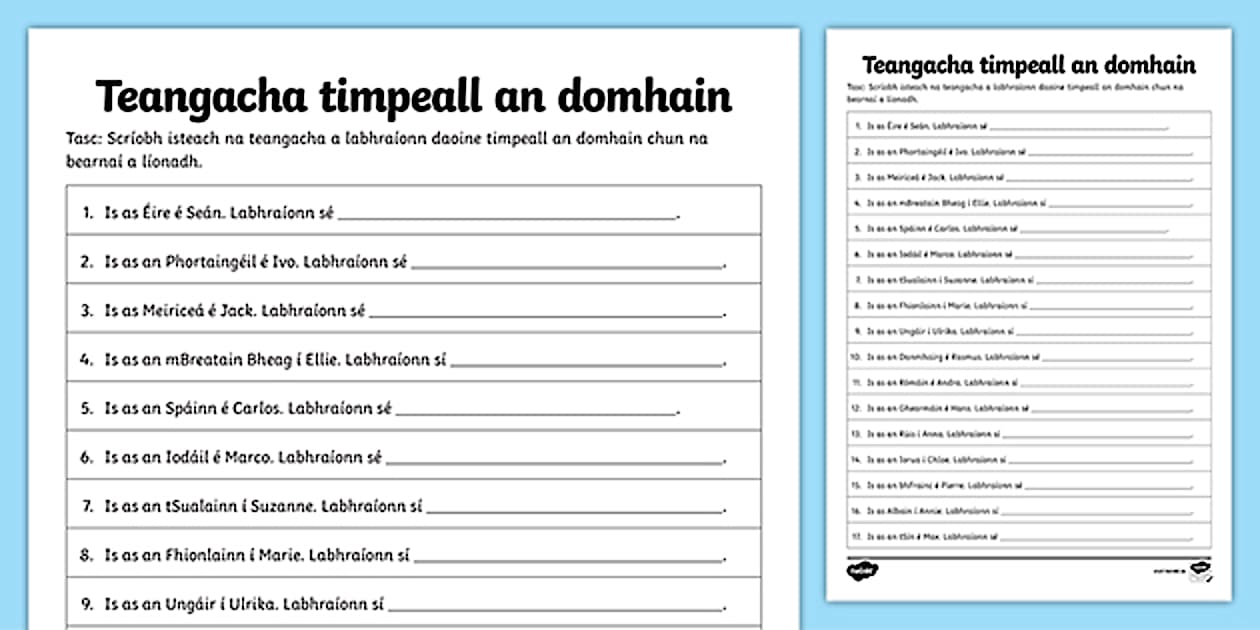 Teangacha timpeall an domhain - Twinkl