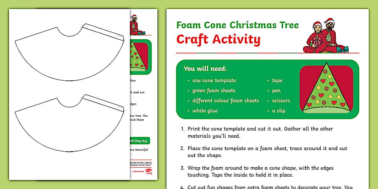 Foam Cone Christmas Trees Craft Activity - Twinkl