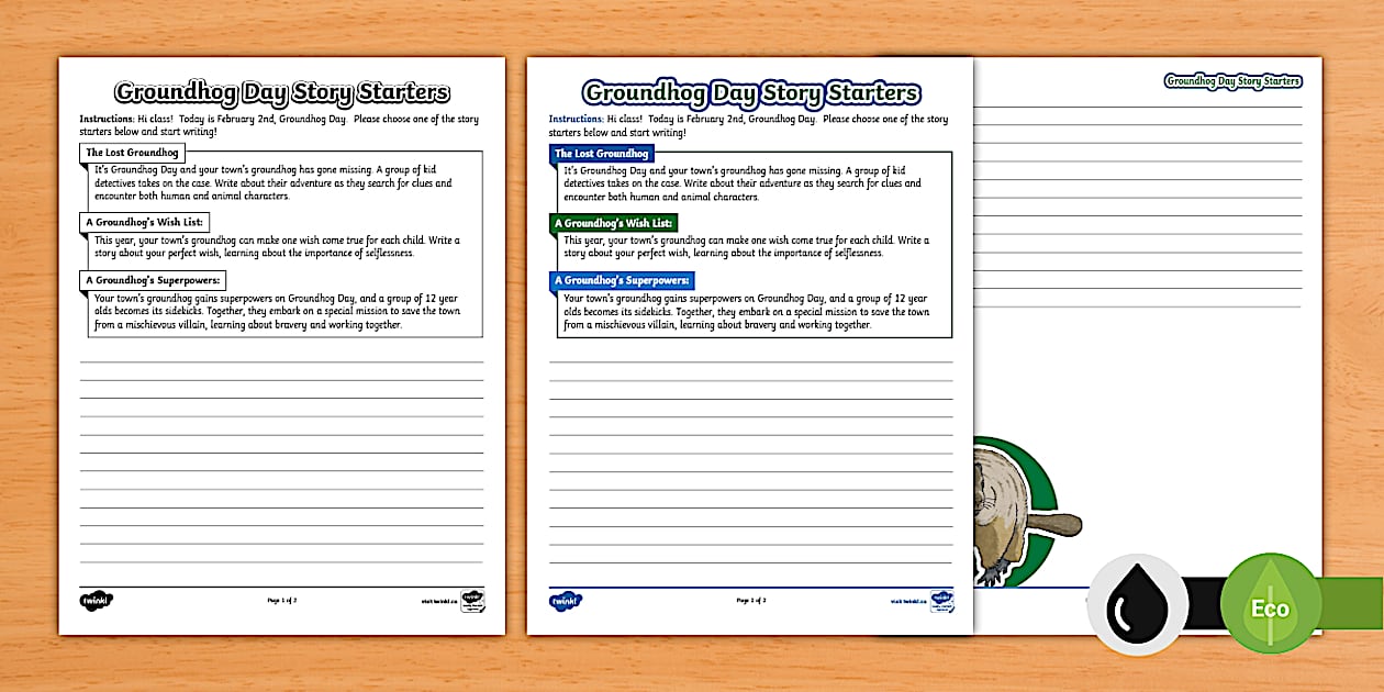 Groundhog Day Story Starters Intermediate (teacher made)