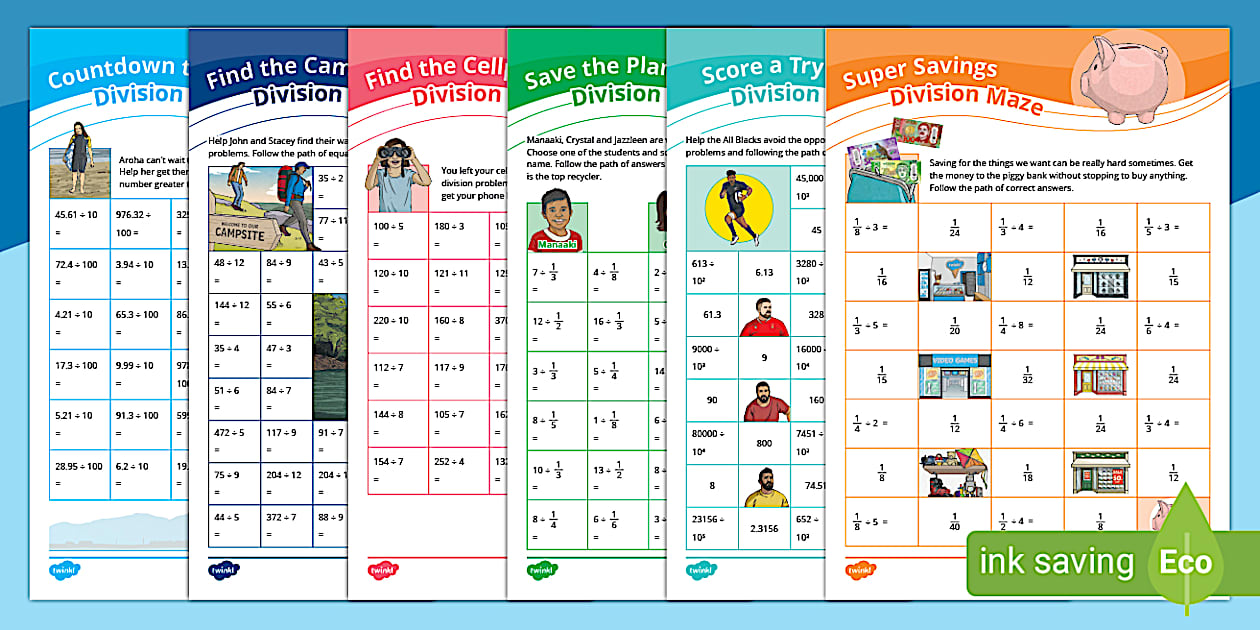 Division Maze Pack (Years 7-8) (Teacher-Made) - Twinkl