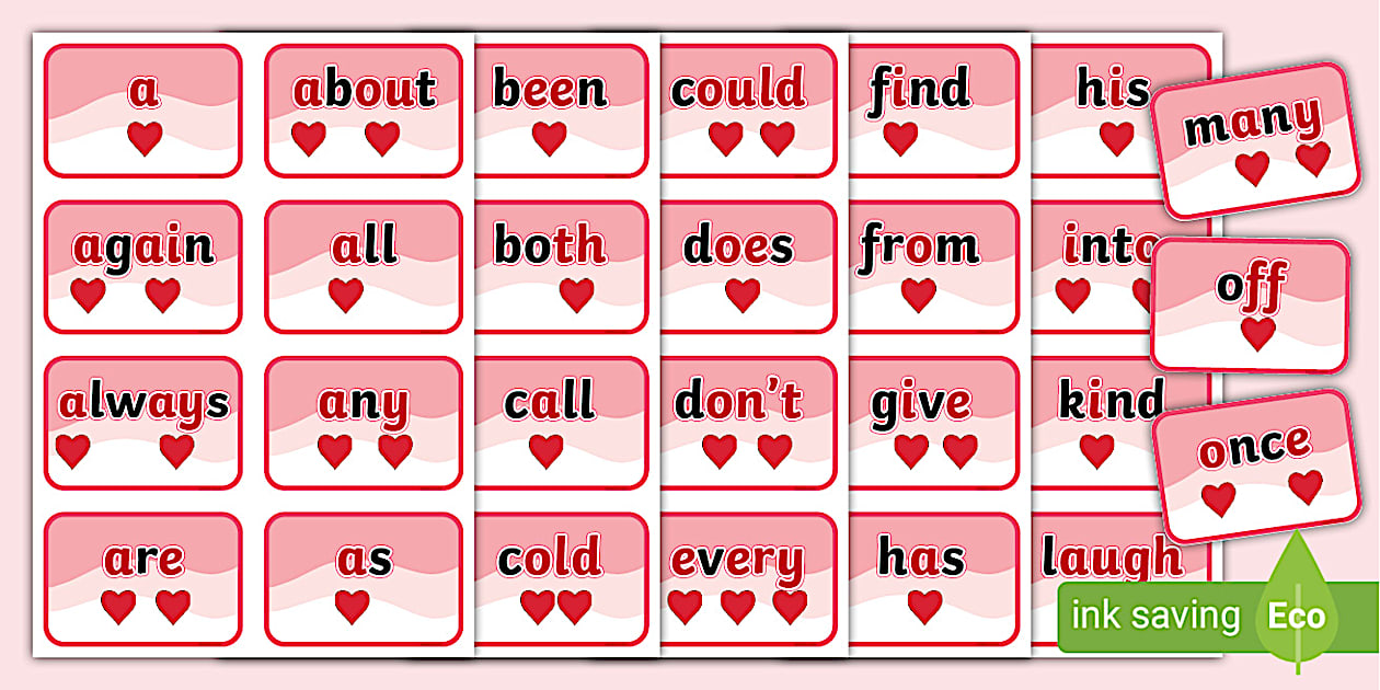 Heart Words Flashcards (PDF) | Sight Words | Twinkl - Twinkl