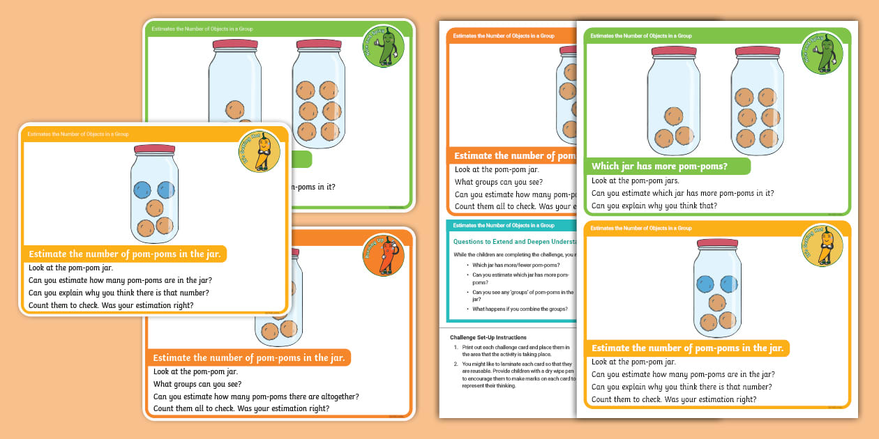 EYFS Maths Estimation Chilli Challenges: Pom-Pom Jars