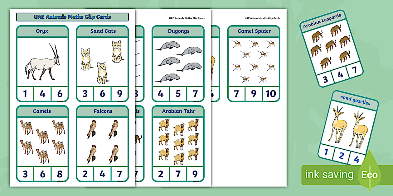 UAE Animals Number Clip Cards (teacher made) - Twinkl