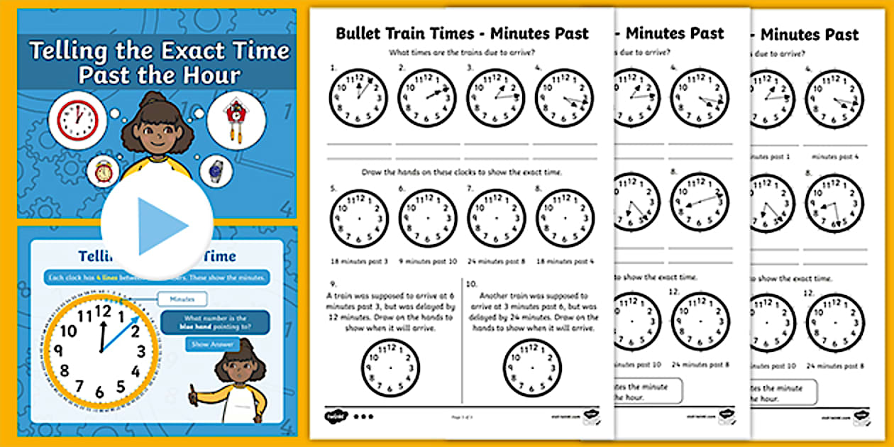 Telling Time to the Minute Worksheets - Resource Pack