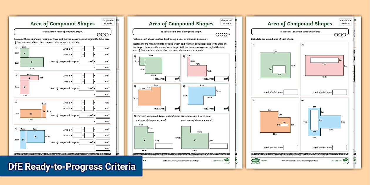 👉 Area of Compound Shapes Differentiated Maths Worksheets