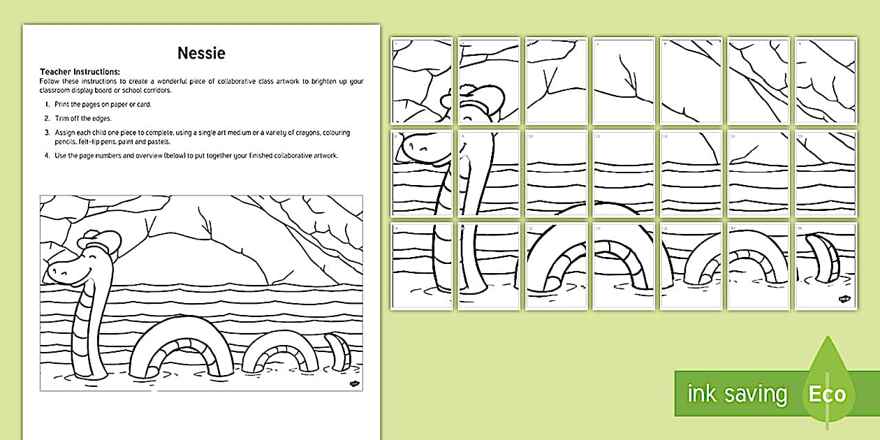 Nessie Collaborative Coloring Activity Pack (Teacher-Made)