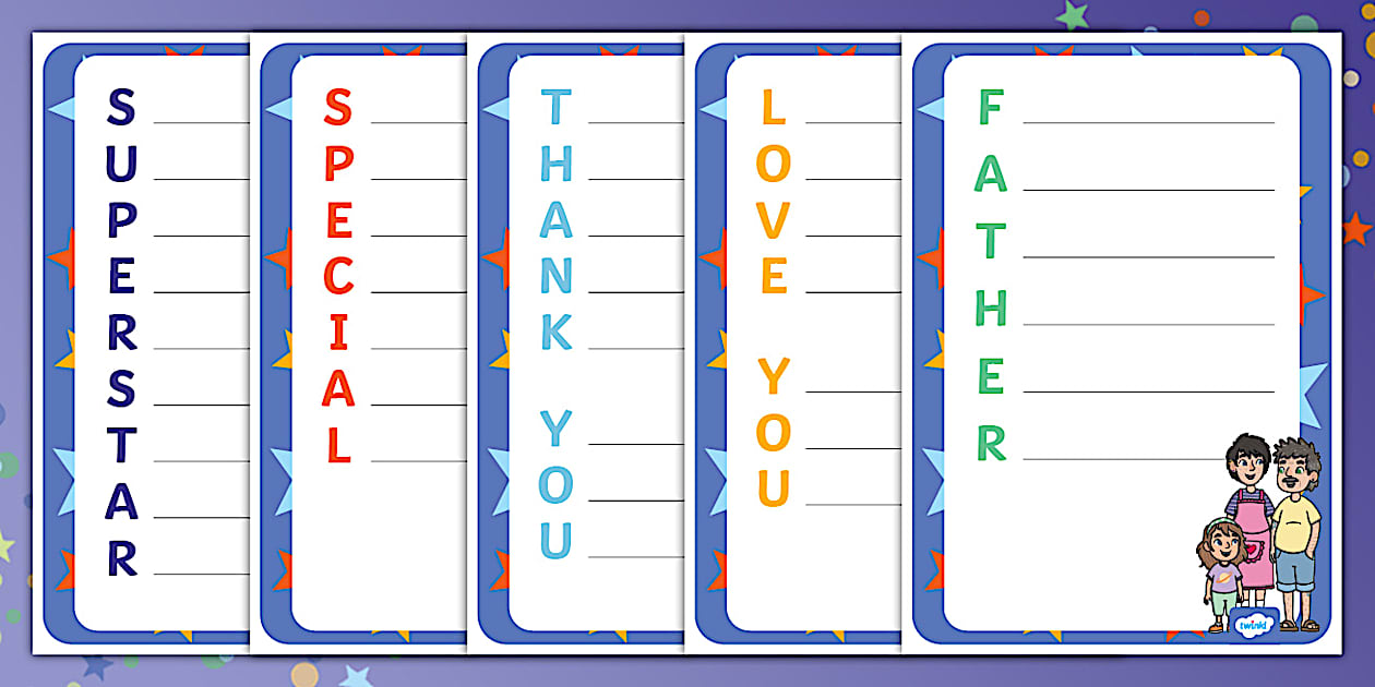 Father's Day Acrostic Poem Writing Frame (teacher made)