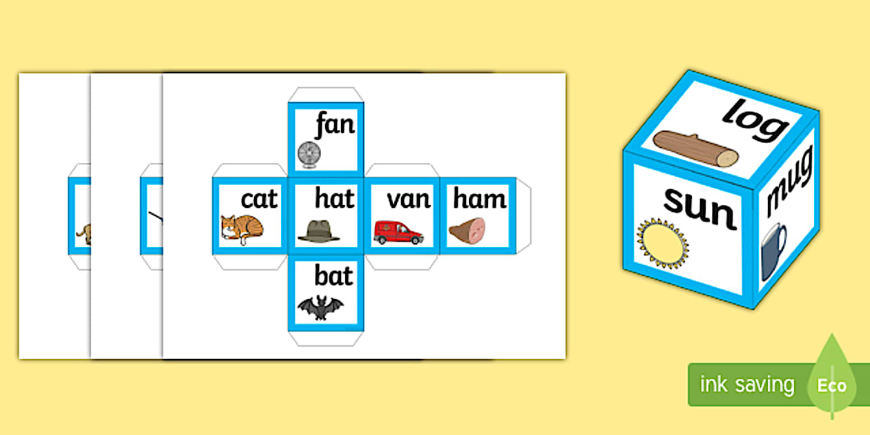 CVC Words Paper Dice Templates - English - Parents - Twinkl