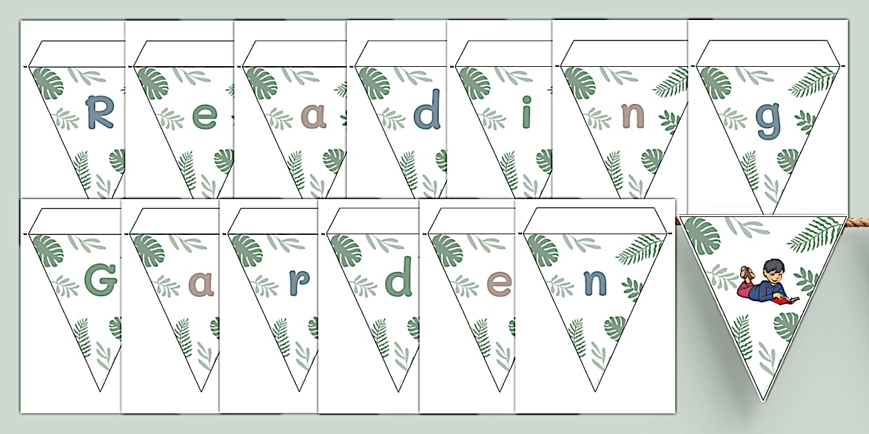 Botanical-Themed Our Reading Garden Bunting - Twinkl - KS1