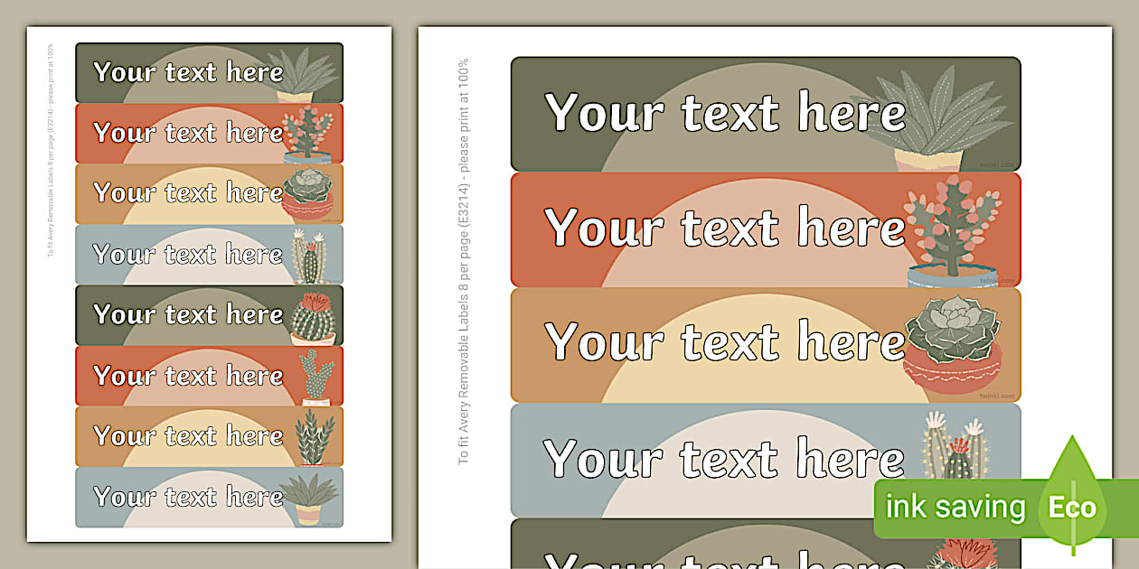 Succulents-Themed Editable Tray Labels (teacher made)