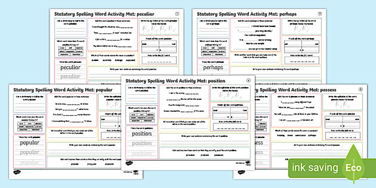 Year 3 and 4 Statutory Spelling Words Activity Mat Pack 15