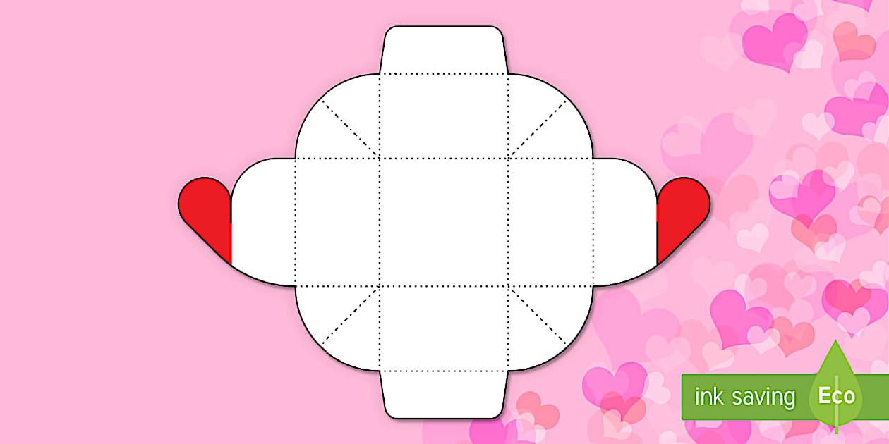 Simple Glueless Valentine's Heart Gift Box Paper Craft