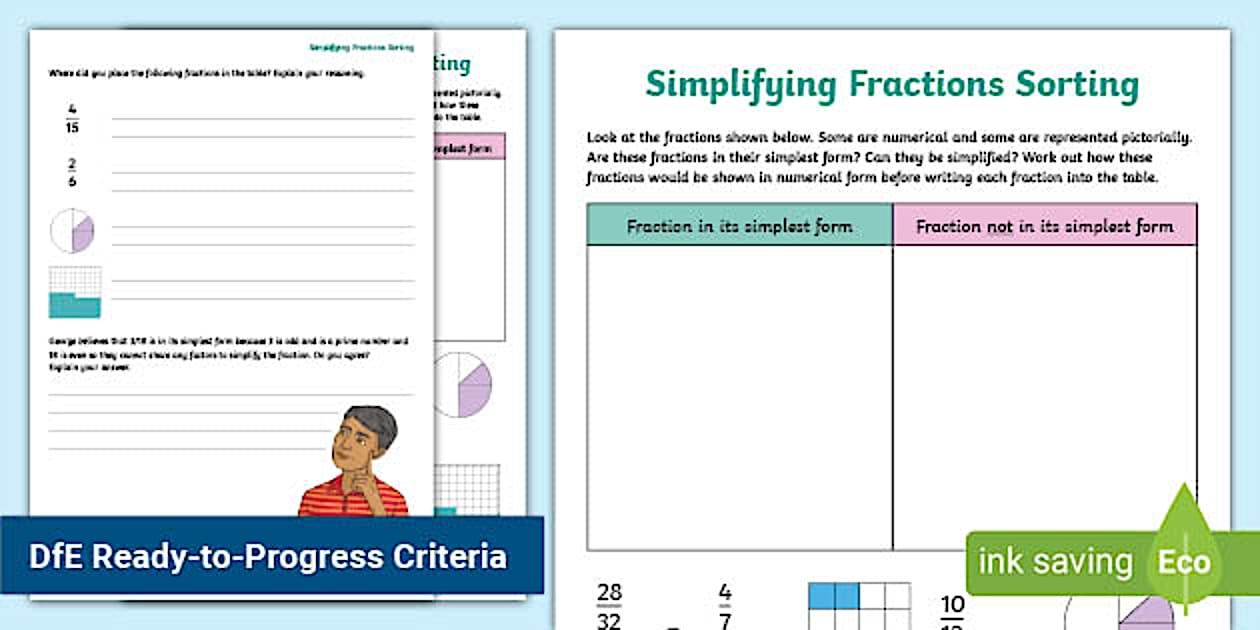 👉 Simplifying Fractions Sorting Activity - Twinkl