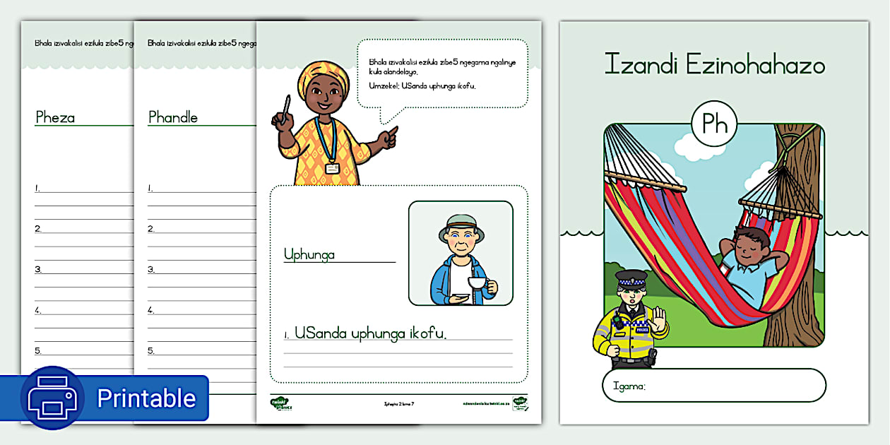 Izandi Ezinohahazo 'PH' Booklet (Teacher-Made) - Twinkl