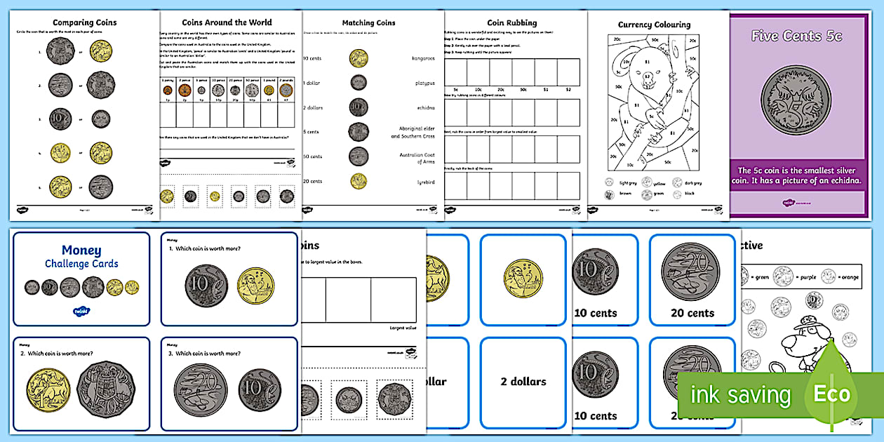 Australian Money Activities Year 1 | Money Worksheets