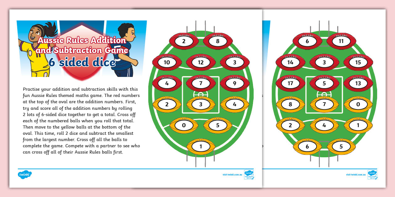 Aussie Rules Addition and Subtraction Game (teacher made)