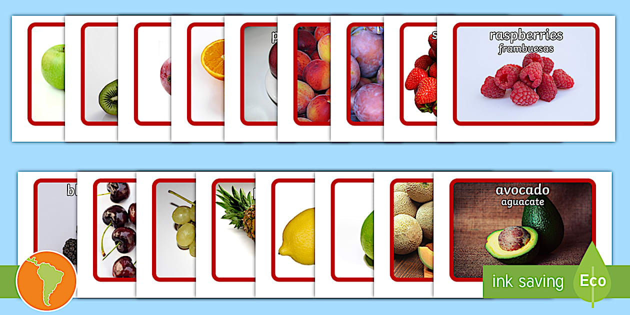 Fruit Flashcards English/Spanish | Twinkl USA (teacher made)