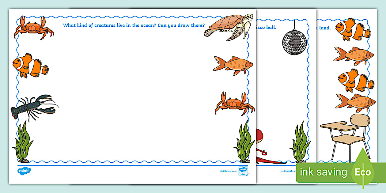 Sea Creatures Drawing Prompts | Twinkl | Drawing | KS1