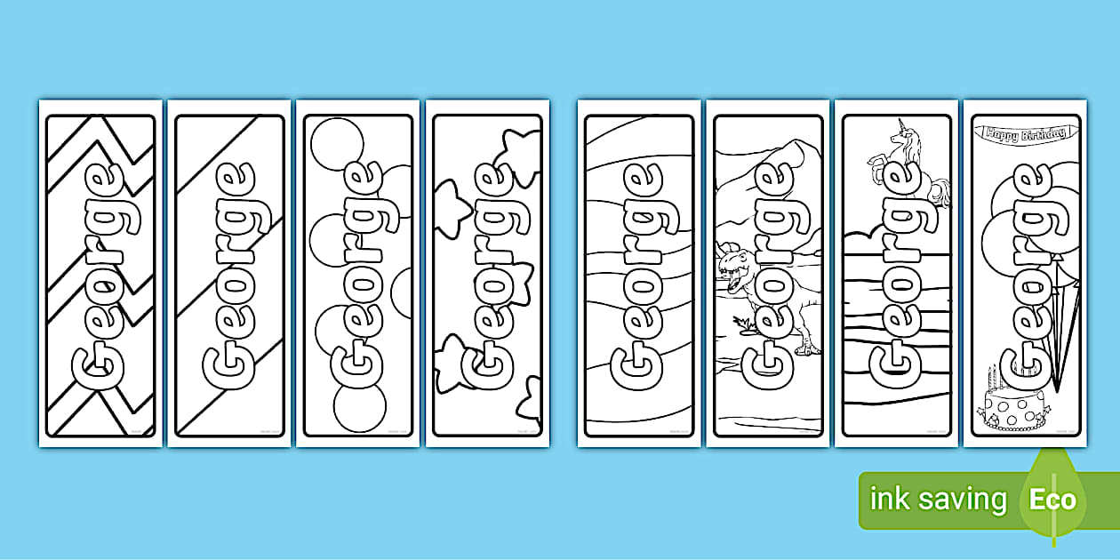 George Name Simple Colouring Bookmarks | Twinkl | KS1