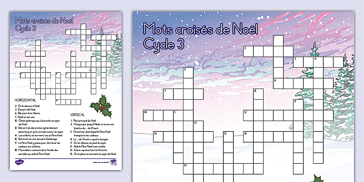 Mots croisés de Noël pour cycle 3 - Twinkl