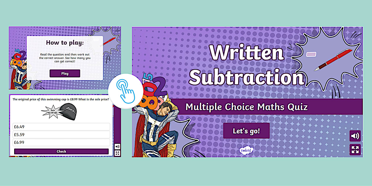 👉 Written Subtraction Interactive Maths Quiz - KS2 Revision