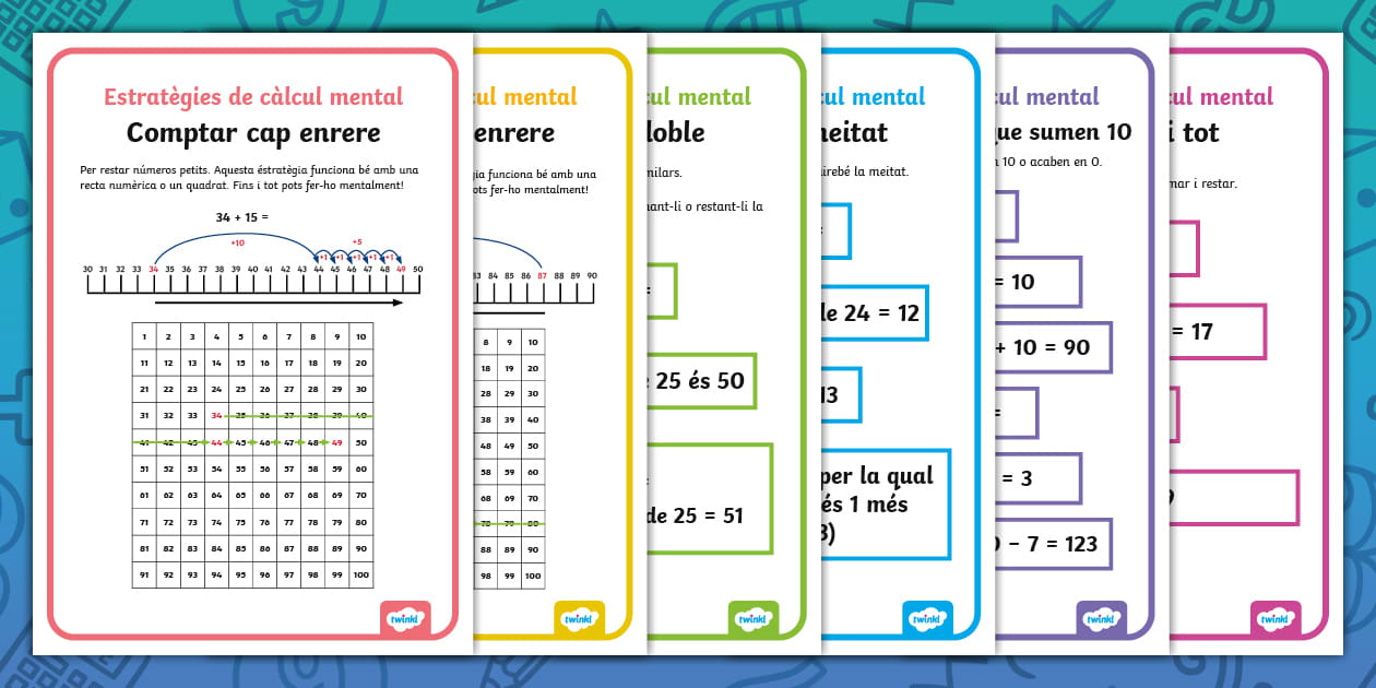 Pòsters: Estratègies de càlcul mental - Català - Twinkl
