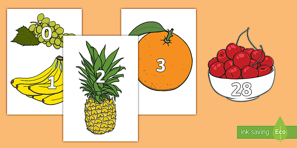 Numbers 0-30 on Fruit (Hecho por educadores) - Twinkl