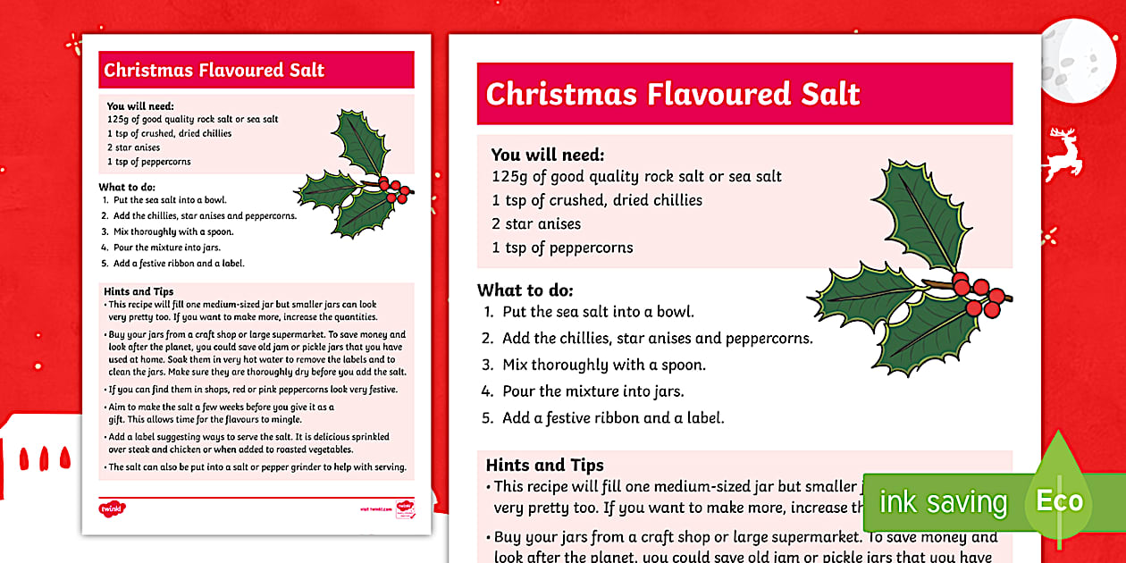 Christmas Spiced Salt Craft Instructions (teacher made)