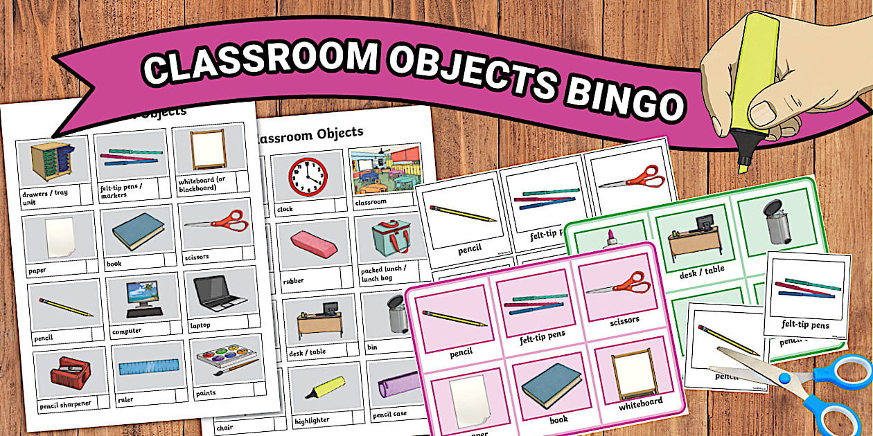Classroom Objects Bingo Game