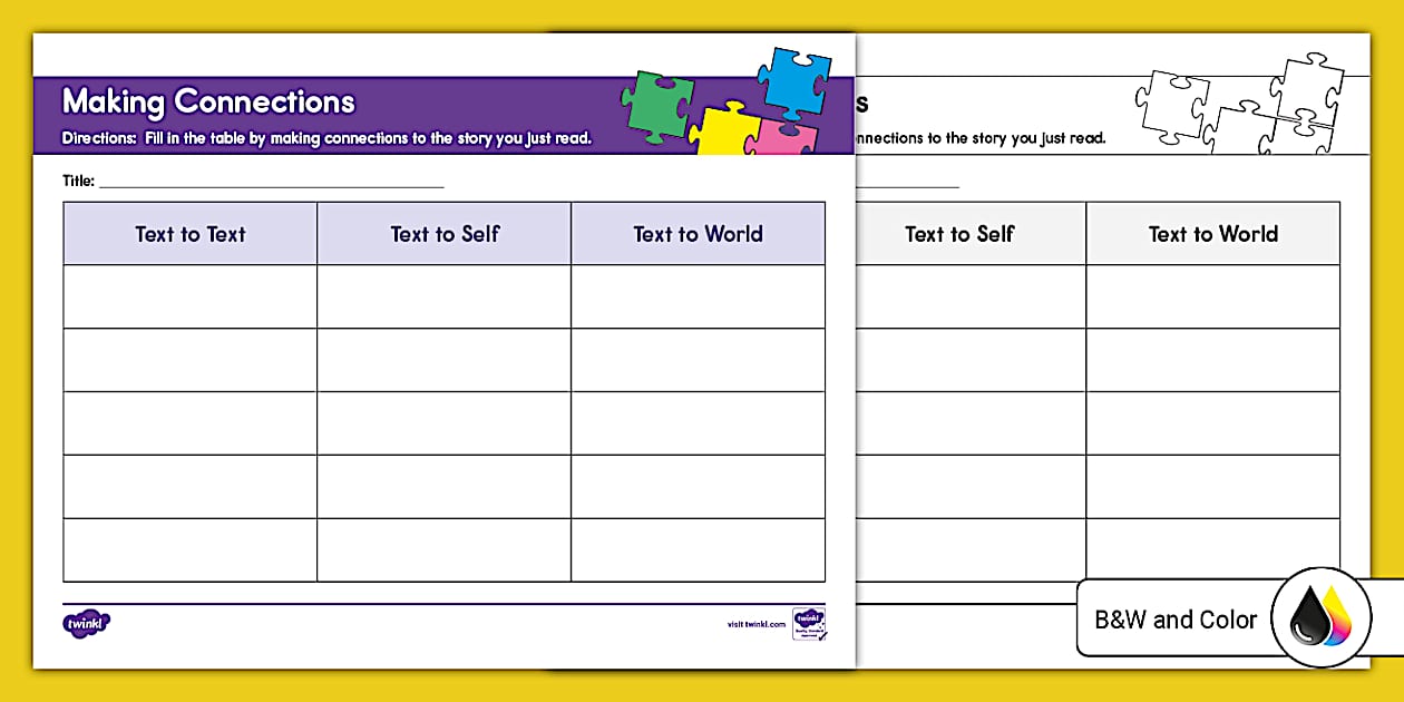 Making Connections Graphic Organizer for K-2nd Grade