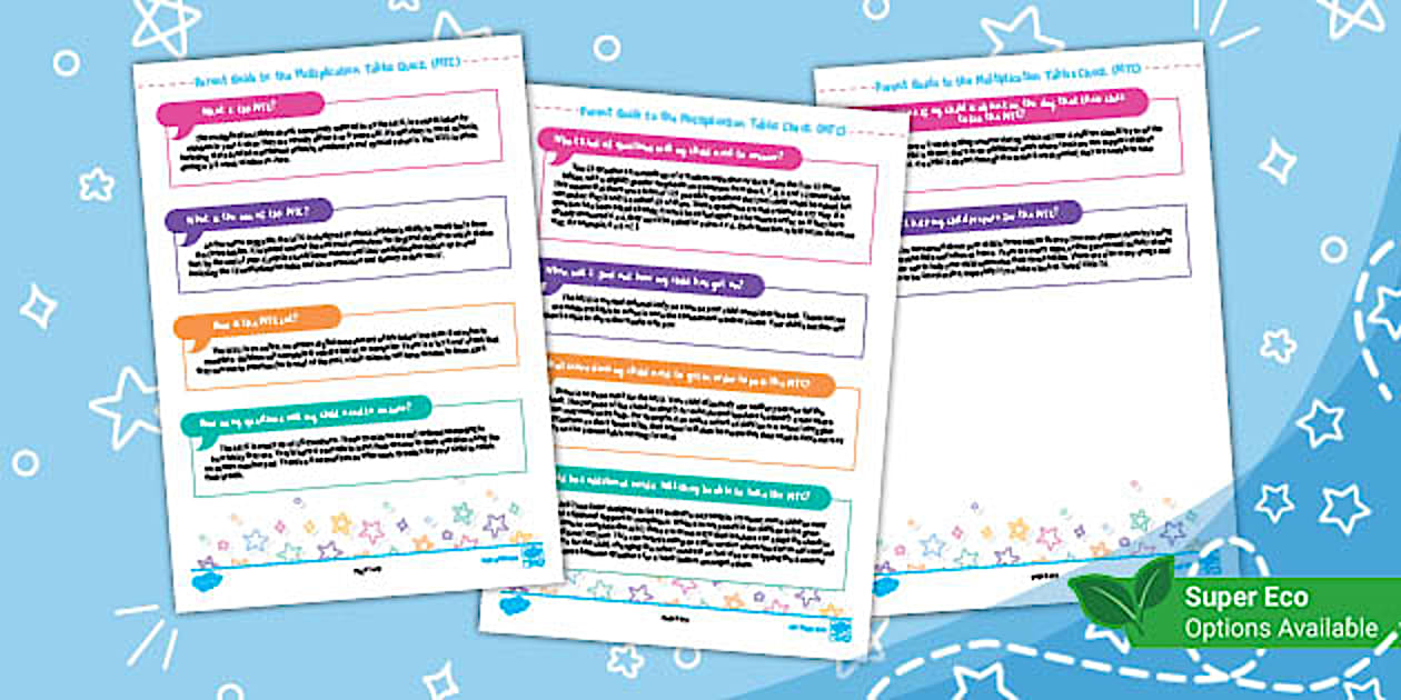 Parent Guide to the Multiplication Tables Check (MTC)