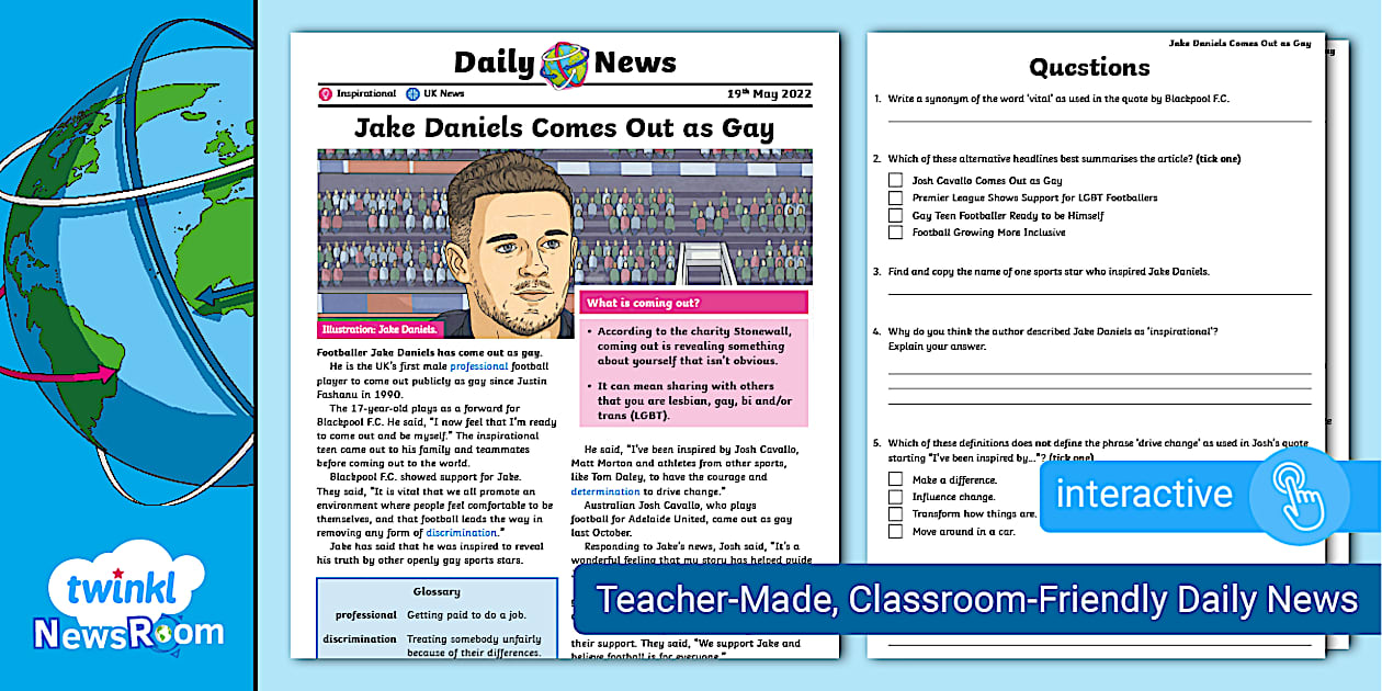 Jake Daniels Football News For Children | Twinkl Resources