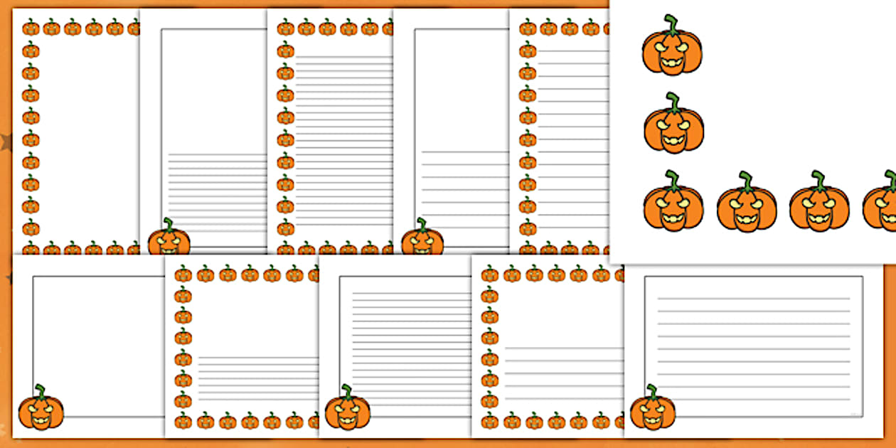 Editable Halloween Writing Paper - Pumpkin Page Border Pack