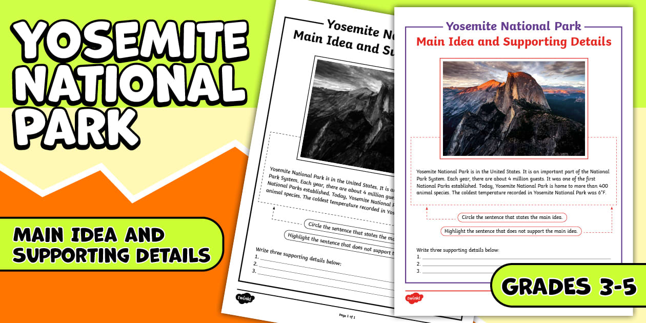 Third Yosemite National Park Main Idea Supporting Details