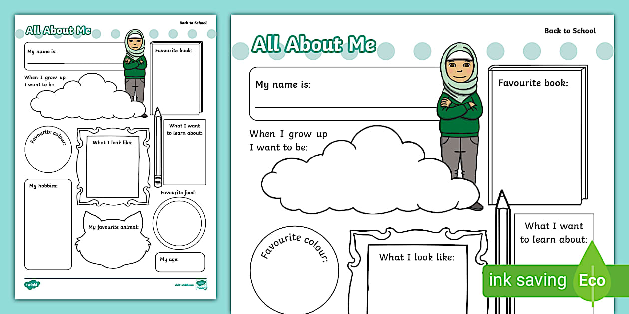 Editable Back to School - All About Me Worksheet - Twinkl