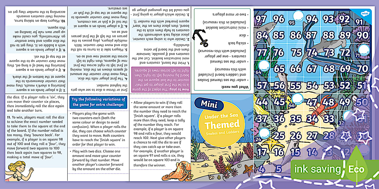 Mini Under the Sea-Themed Snakes and Ladders (teacher made)