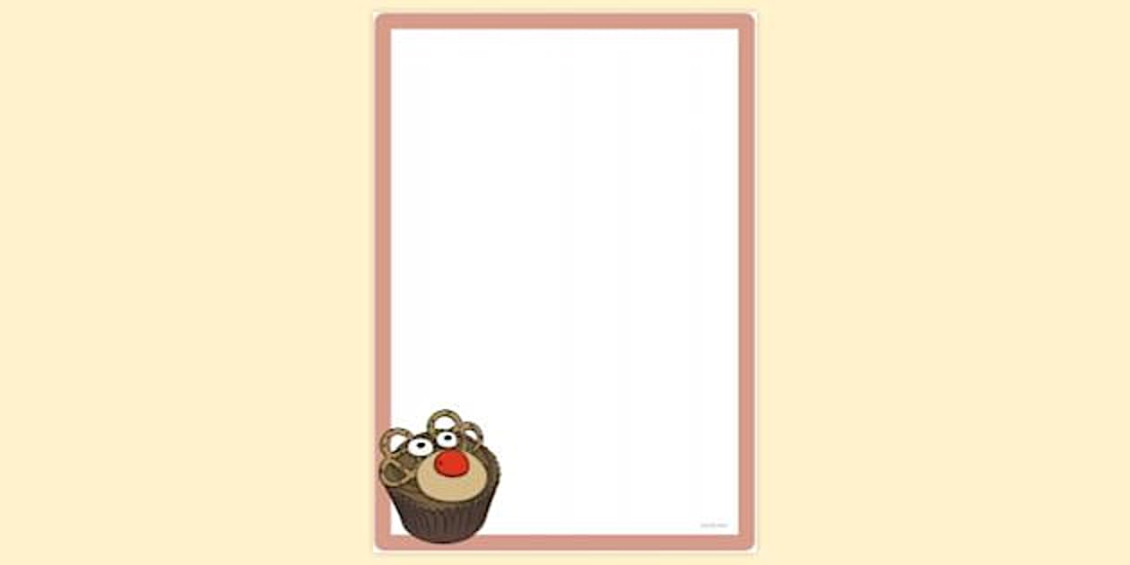 Simple Blank Rudolph Cupcake Page Border | Page Borders | Twinkl