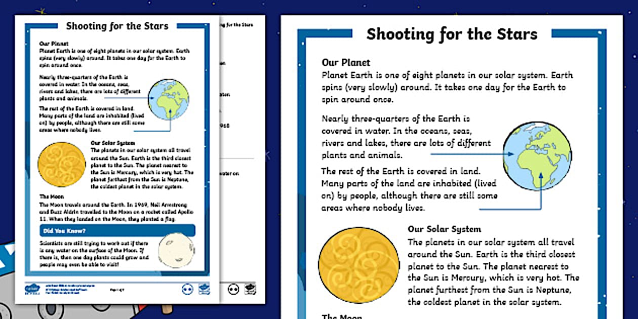 Editable KS1 Planets and the Solar System Differentiated Reading ...