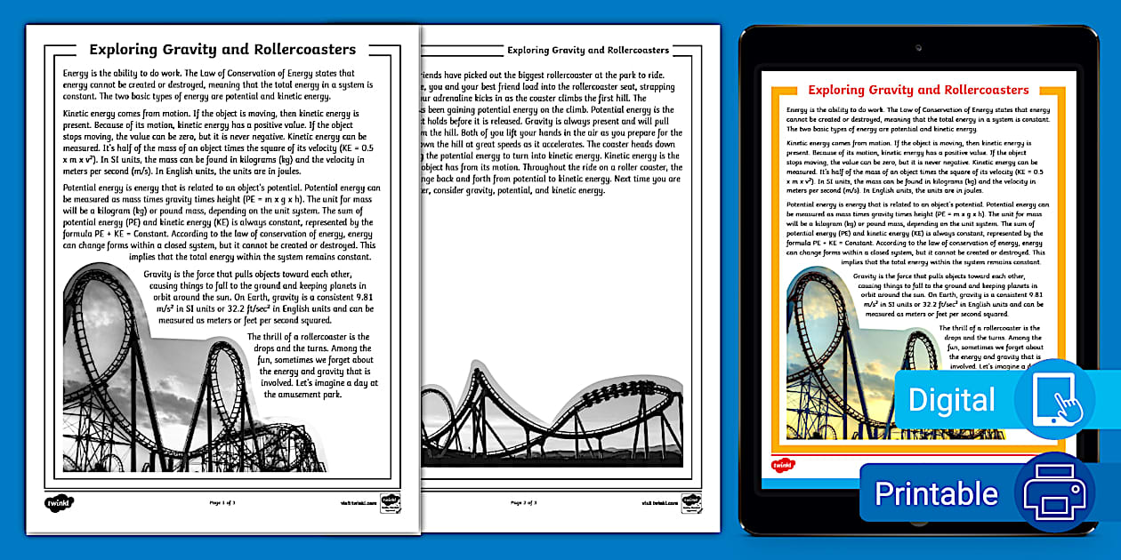 Eighth Grade Physics Reading Worksheet | Twinkl USA - Twinkl
