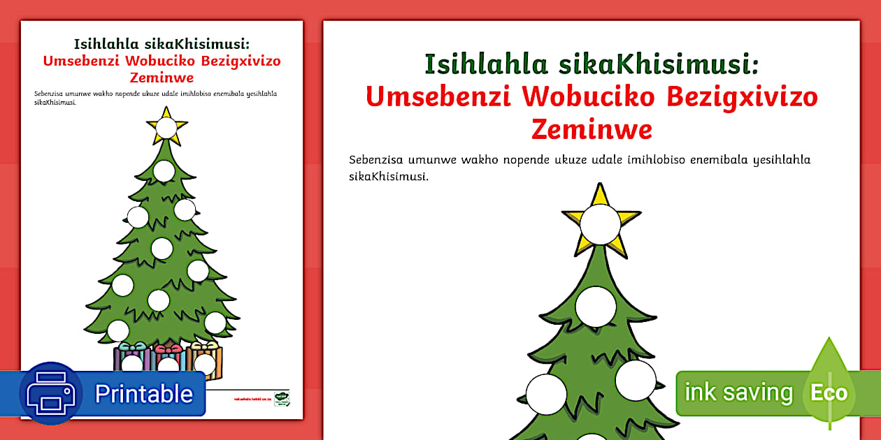Christmas Tree Fingerprint Art Activity-Isihlahla sikaKhisimusi: Umsebenzi