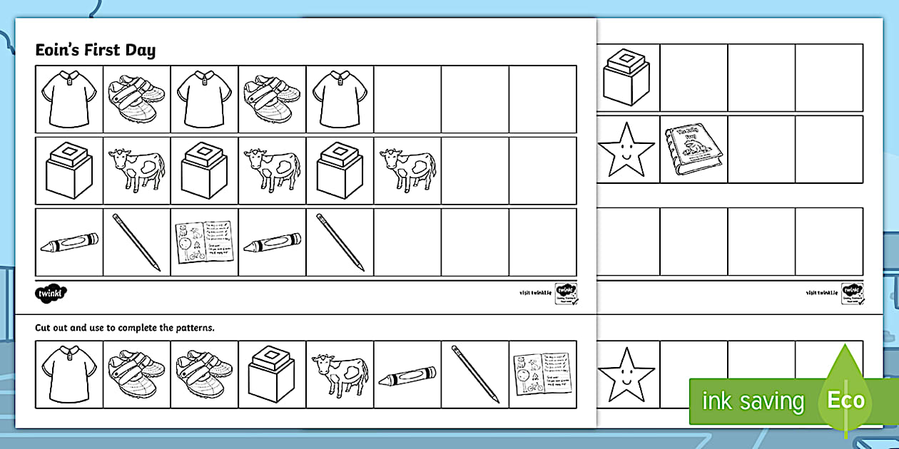 Exploring My World Aistear - Eoin's First Day Complete the Pattern ...